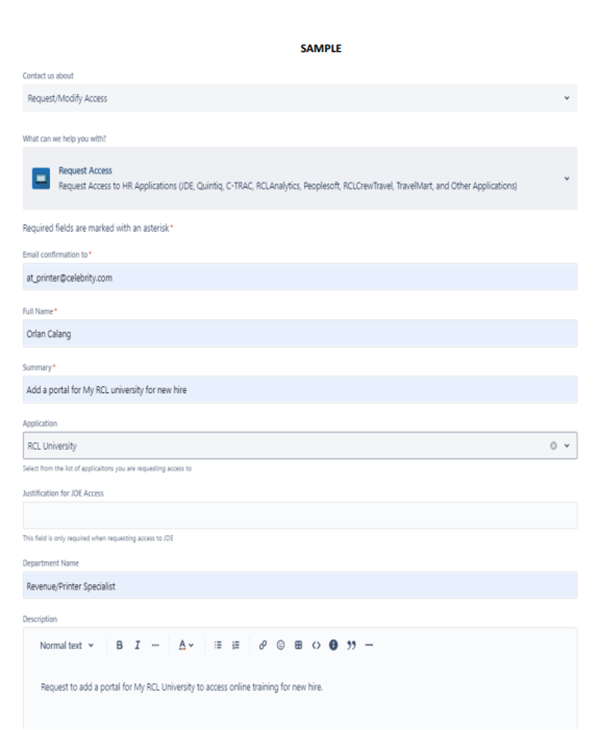 Requesting RCL University portal to be added to My RCL homepage – DG3 Printing Services