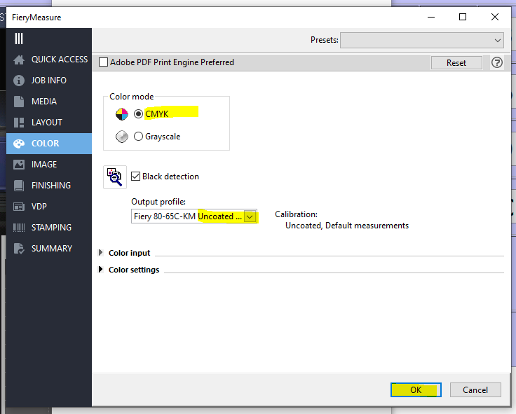 SOP - Calibration c3070, c3080, c4070 & c4080 with Fiery – DG3 Printing Services