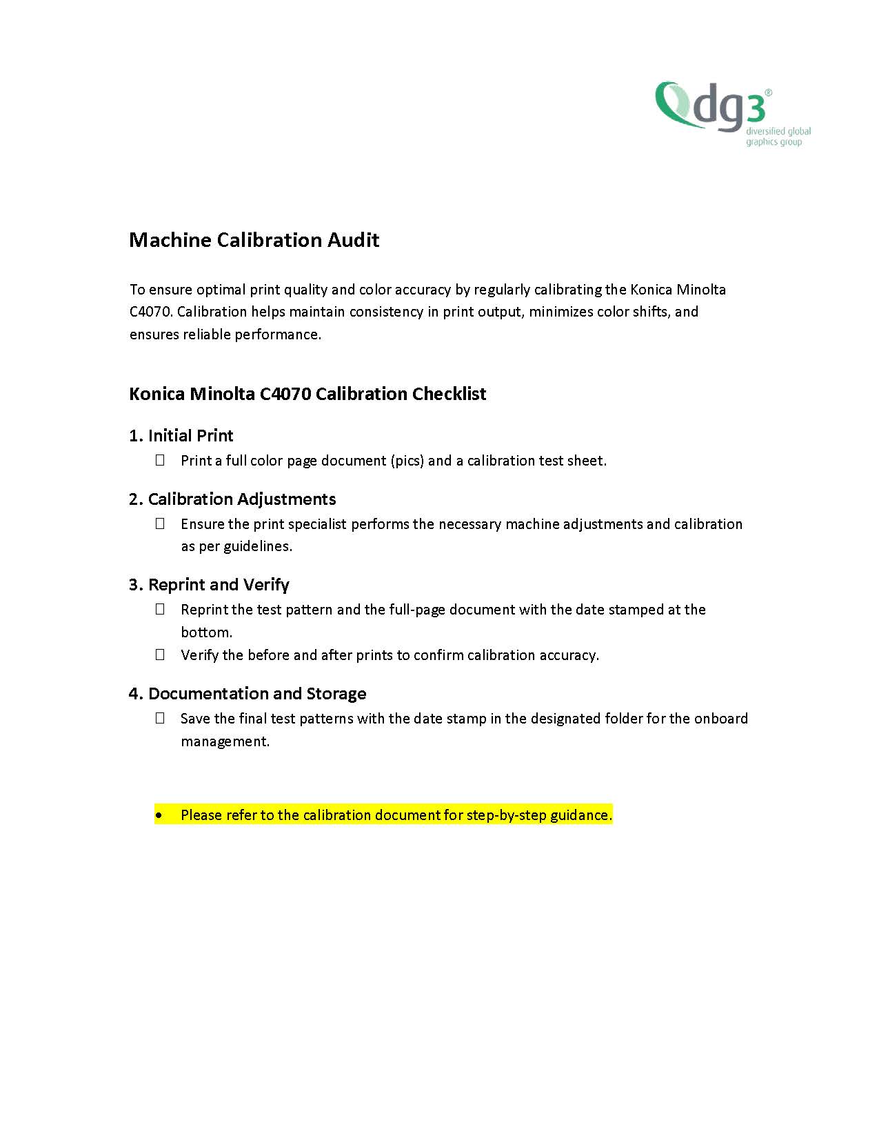 SOP - Calibration c3070, c3080, c4070 & c4080 with Print Controller ...
