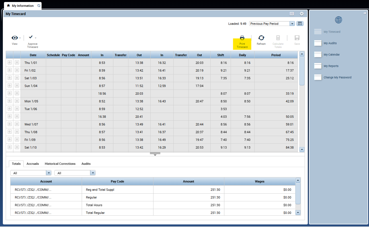 Monthly Kronos Report – DG3 Printing Services